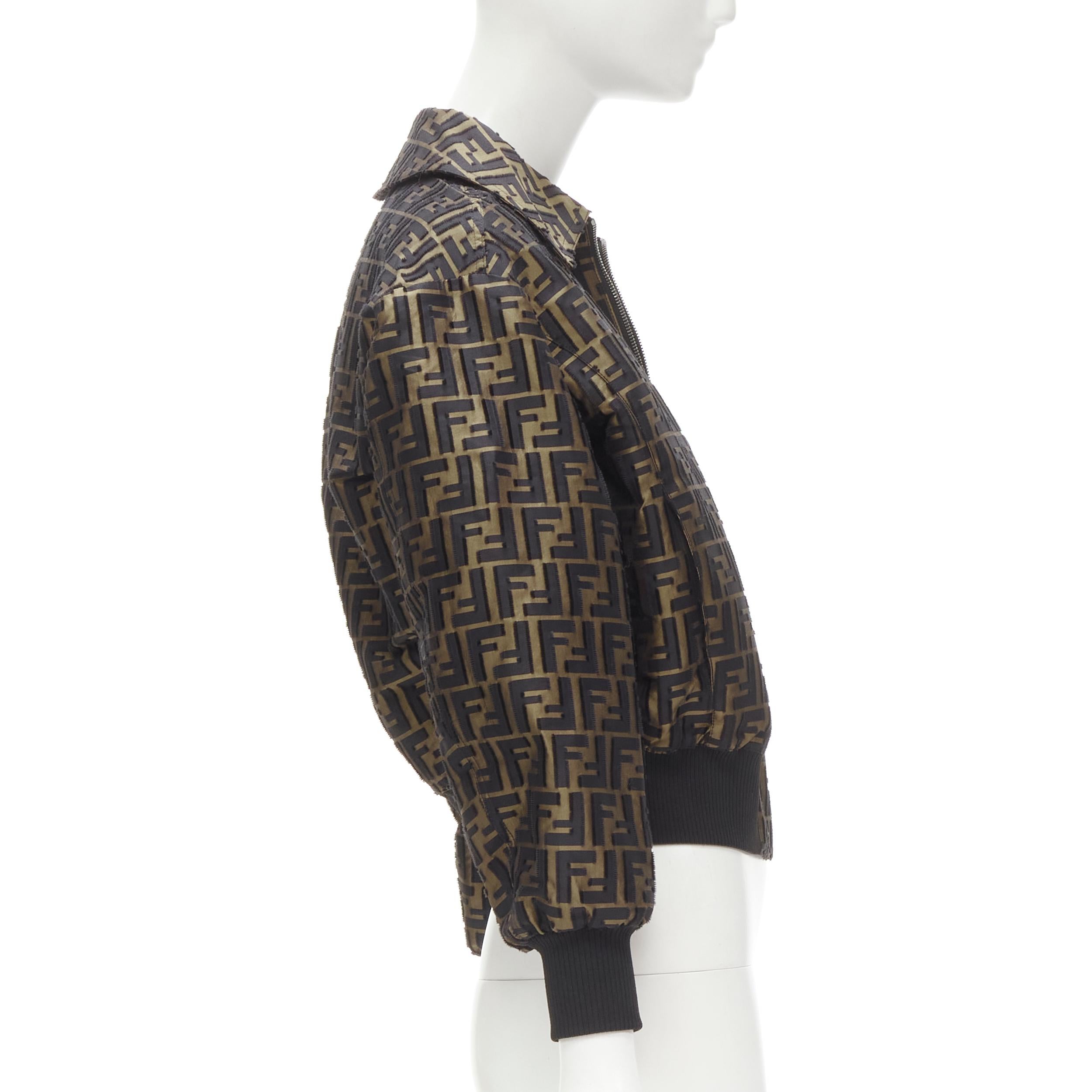 FENDI Reversible Forever FF monogram black nylon cropped bomber jacket ...