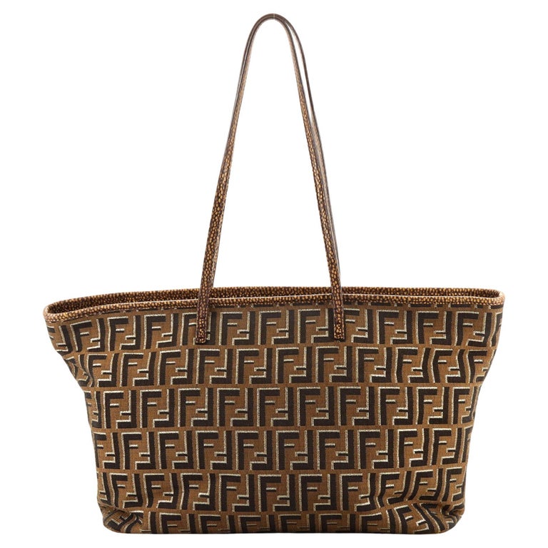 Fendi Roll Tote Metallic Zucca Canvas Large For Sale at 1stDibs