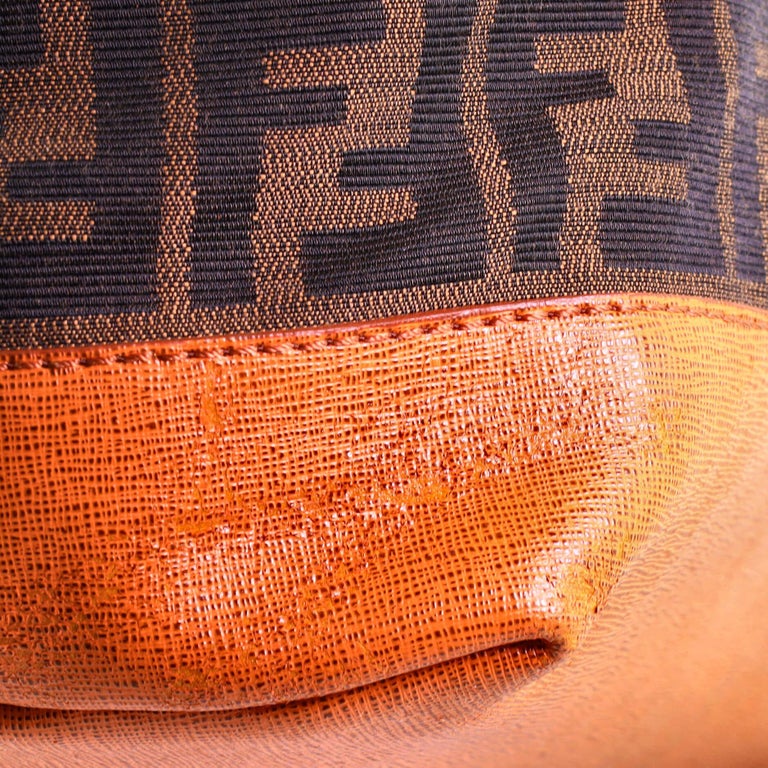 Fendi Roll Tote Zucca Canvas and Leather Large For Sale at 1stDibs