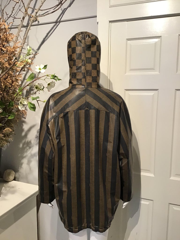 Fendi Roma Amor, Striped Raincoat with Hoodie at 1stDibs