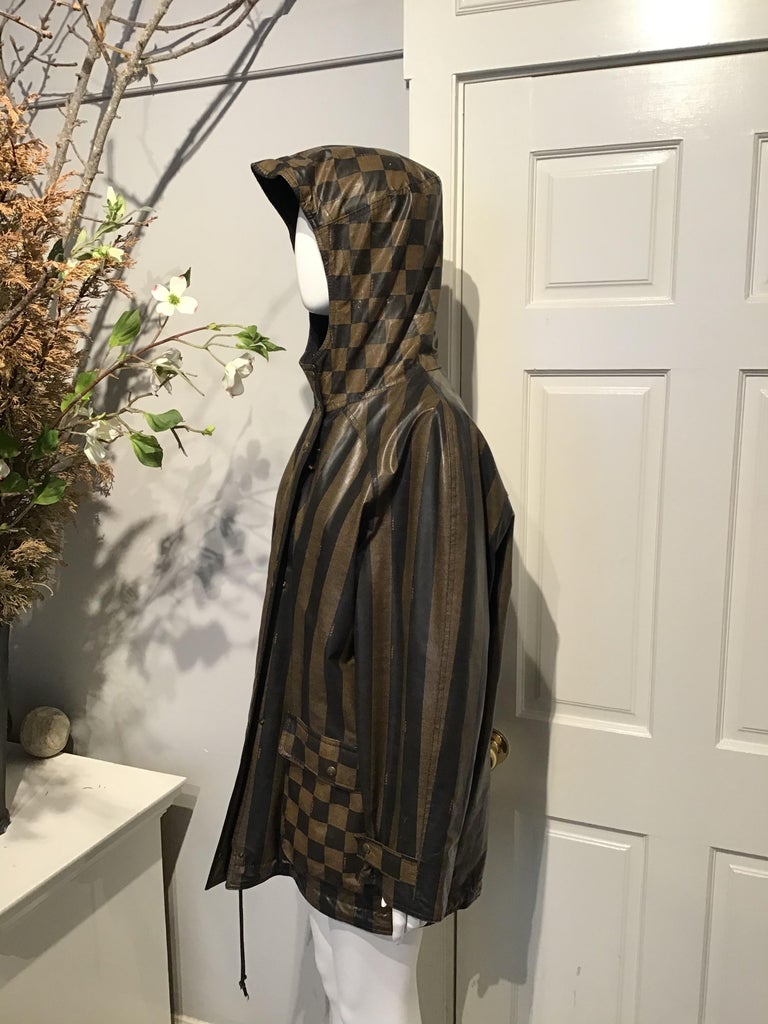 Fendi Roma Amor, Striped Raincoat with Hoodie at 1stDibs