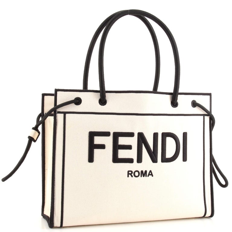 Fendi Roma Shopper Tote Canvas Small For Sale at 1stDibs
