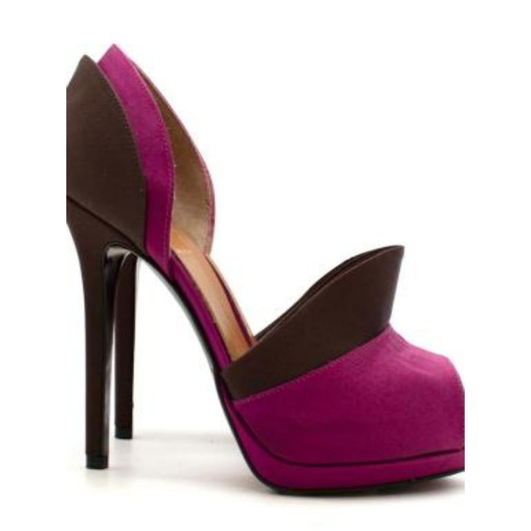 Fendi Satin Two-Tone Stiletto Platform Pumps For Sale at 1stDibs