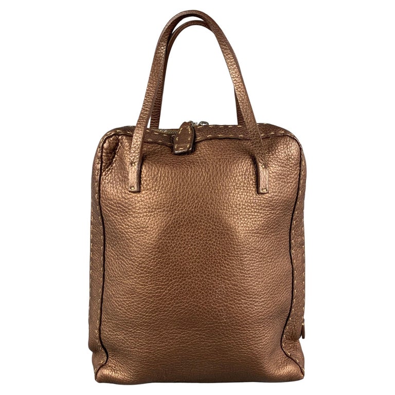 FENDI SELLERIA N49-11859 Copper Contrast Stitch Pebble Grain Leather ...