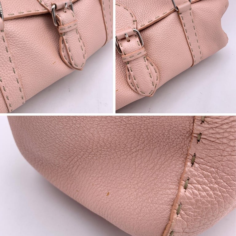 Fendi Selleria Pink Metallic Leather Linda Satchel Handbag For Sale at ...