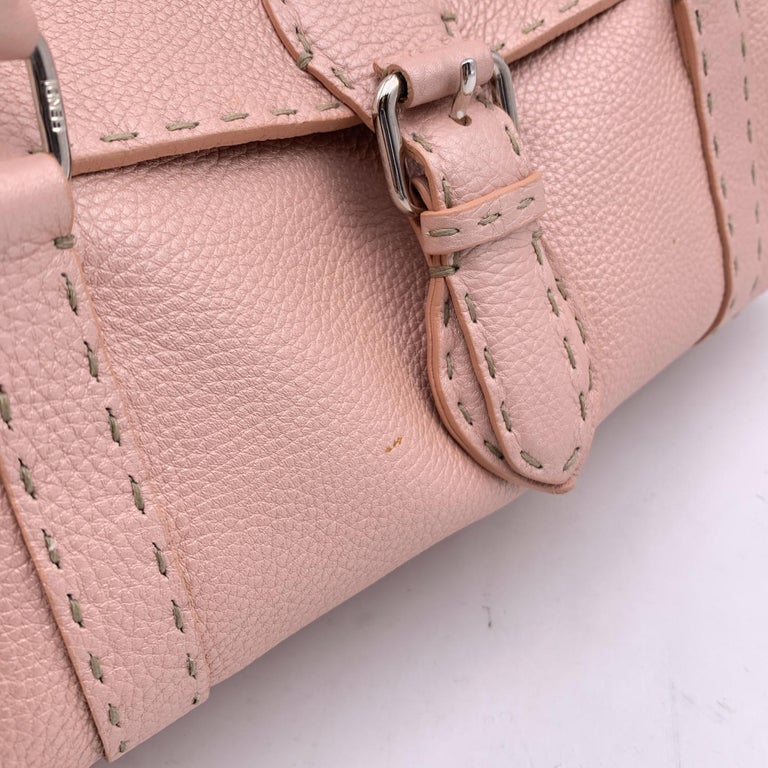 Fendi Selleria Pink Metallic Leather Linda Satchel Handbag For Sale at ...