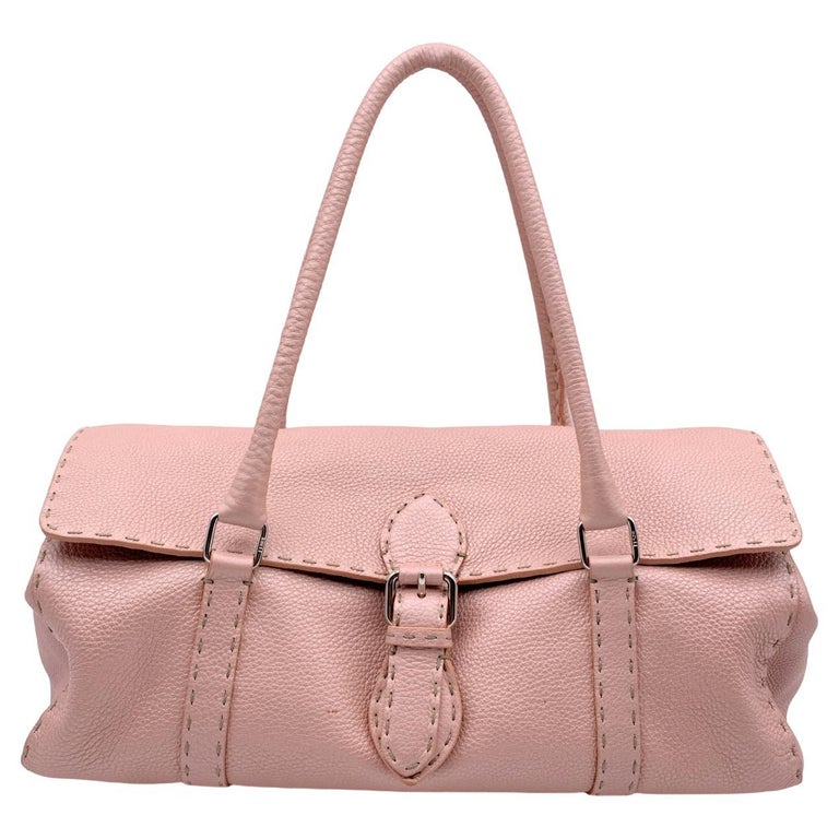 Fendi Selleria Pink Metallic Leather Linda Satchel Handbag For Sale at ...