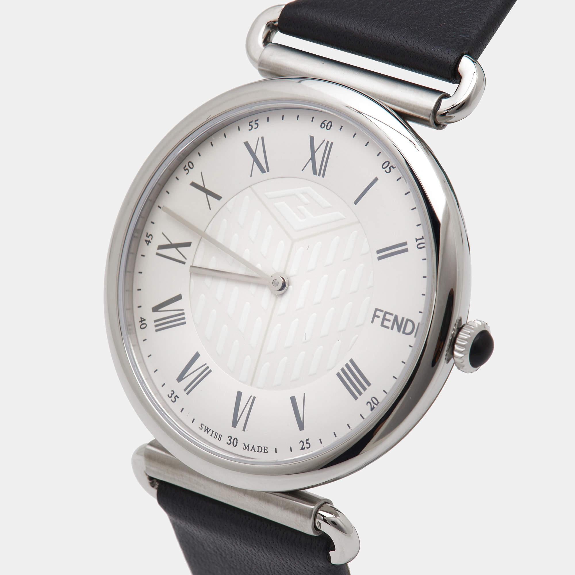 Fendi Silver Stainless Steel Leather Palazzo F0W909-A2YAF0QZ1 Men's ...