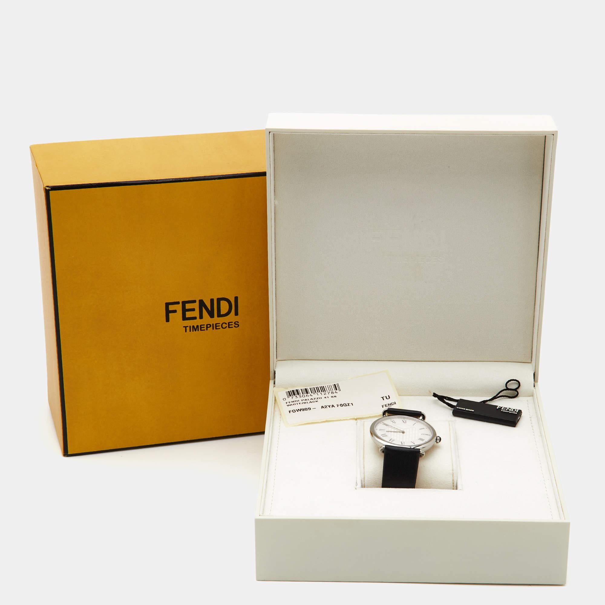 Fendi Silver Stainless Steel Leather Palazzo F0W909-A2YAF0QZ1 Men's ...