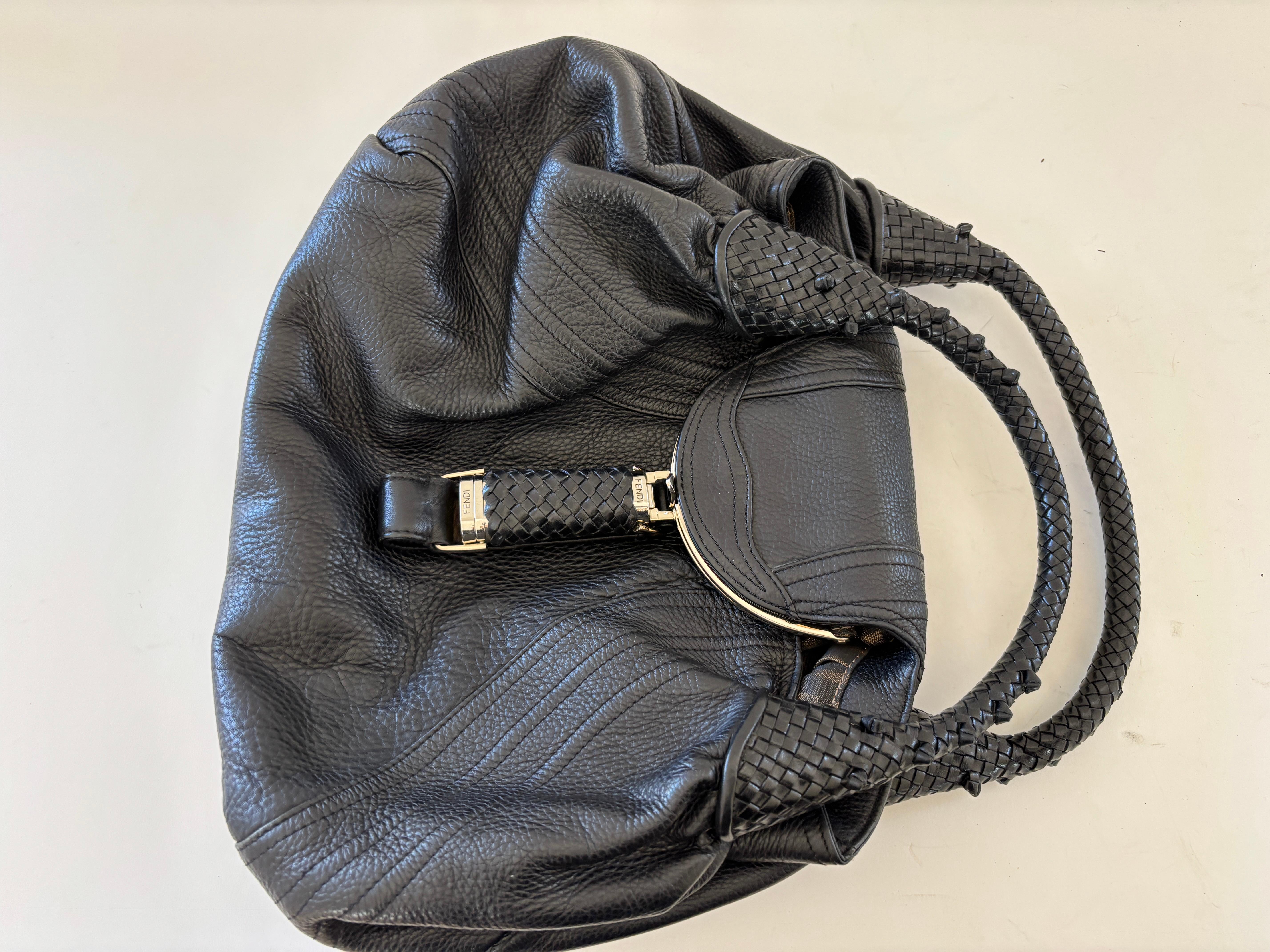 FENDI Spy Bag Black Leather Large Women Bag Italy For Sale at 1stDibs