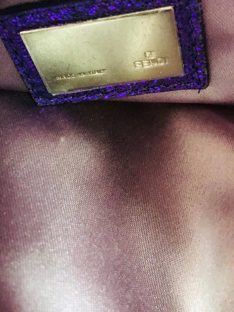 Fendi Squirrel Velvet Purple Sparkle Suede Metallic Embroidered Spy Bag ...