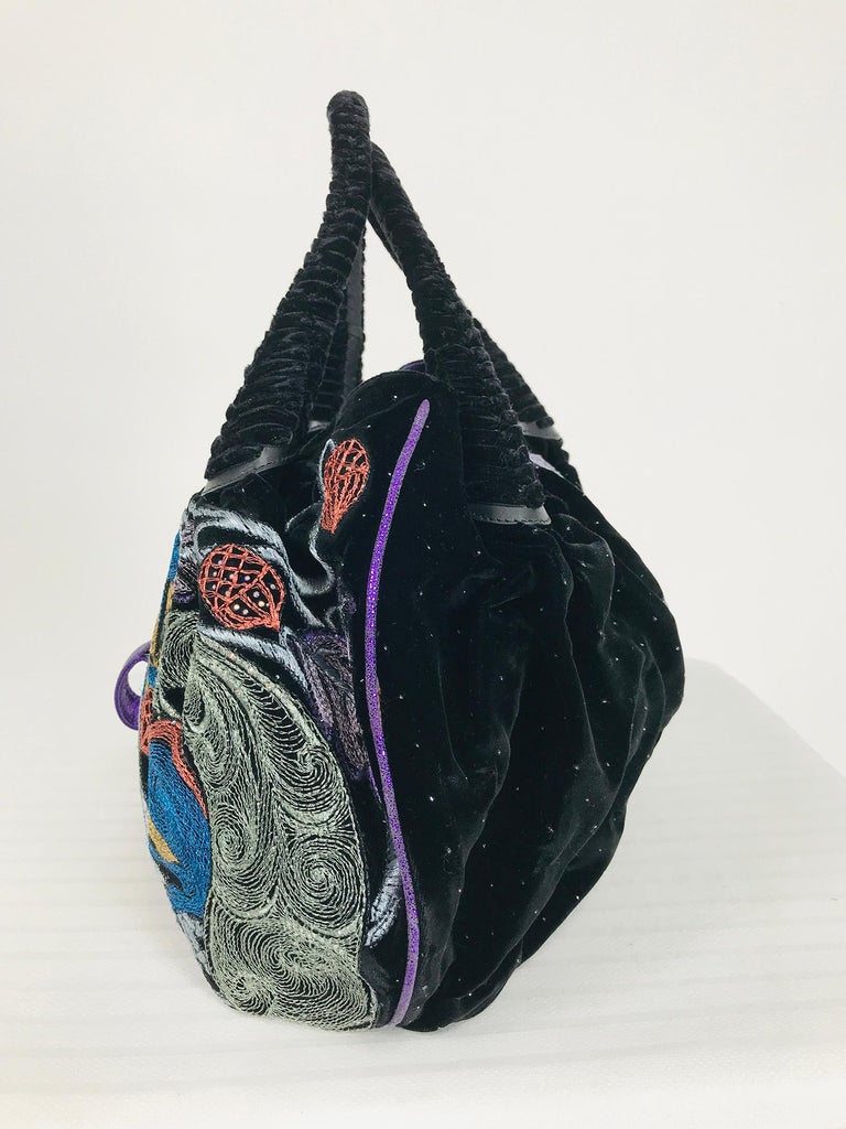 Fendi Squirrel Velvet Purple Sparkle Suede Metallic Embroidered Spy Bag ...