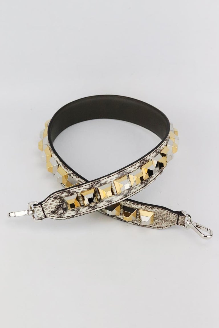 Fendi Studded Python Effect Leather Bag Strap For Sale at 1stDibs