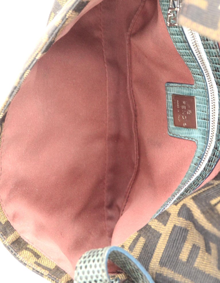 Fendi Tan FF Monogram Zucca Baguette Bag W/ Floral Embroidery and ...