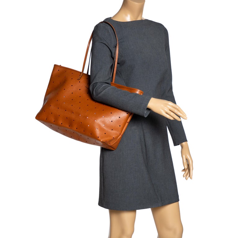 Fendi Tan Perforated Leather Large Roll Tote at 1stDibs