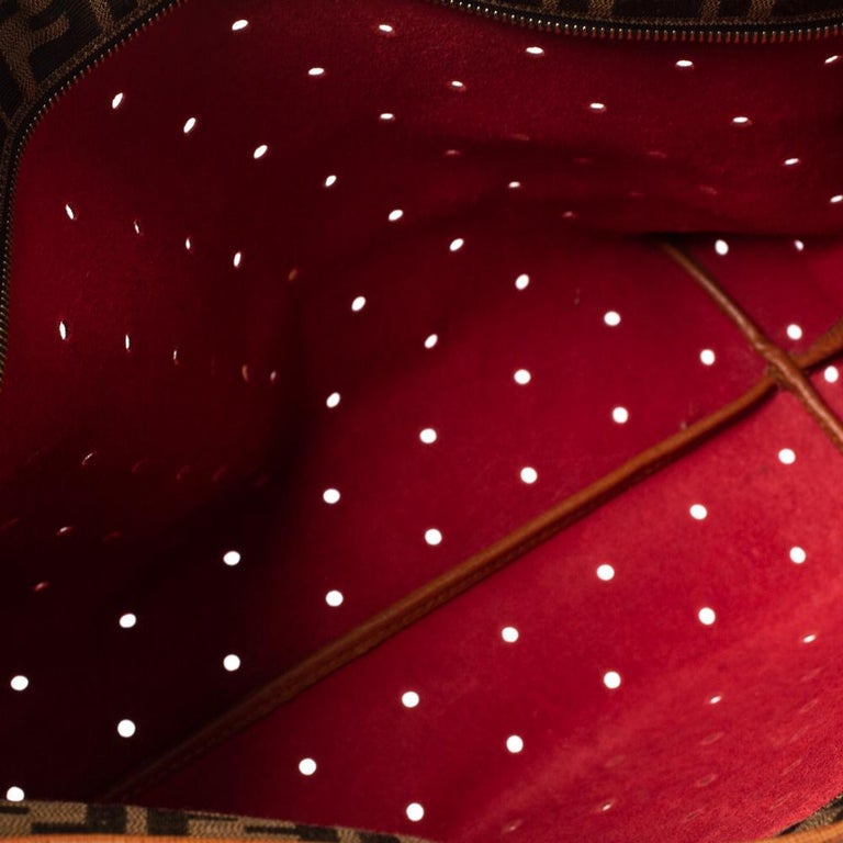 Fendi Tan Perforated Leather Large Roll Tote at 1stDibs