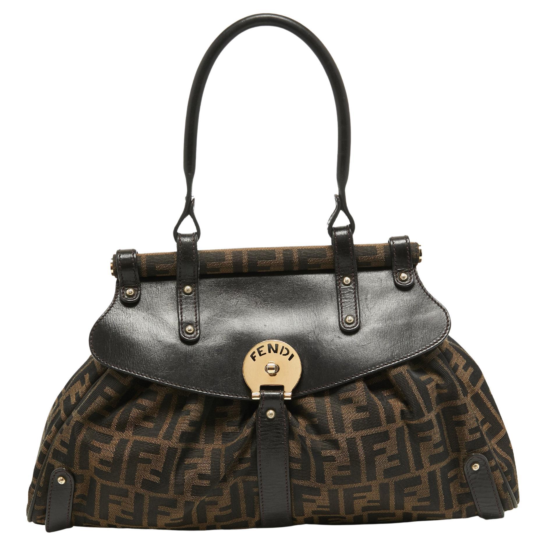 Fendi Tobacco Zucca Canvas and Leather Magic Bag For Sale at 1stDibs