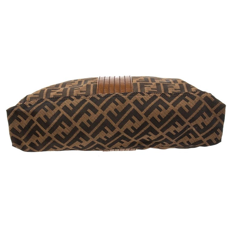 Fendi Tobacco Zucca Canvas And Leather Maxi Baguette Flap Bag at 1stDibs