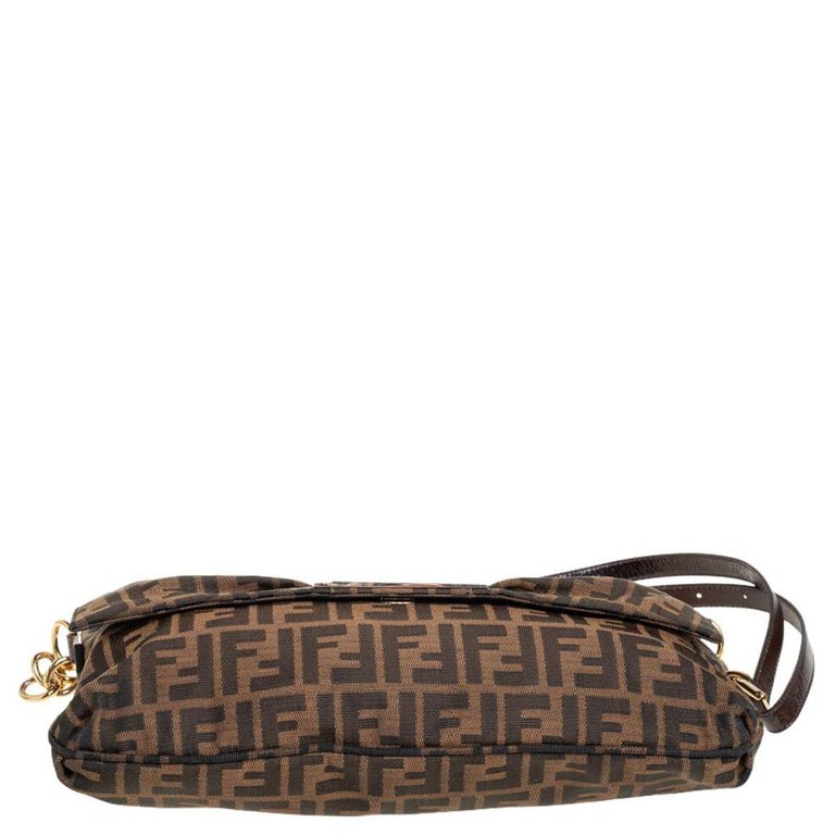 Fendi Tobacco Zucca Canvas and Patent Leather Mia Flap Bag at 1stDibs