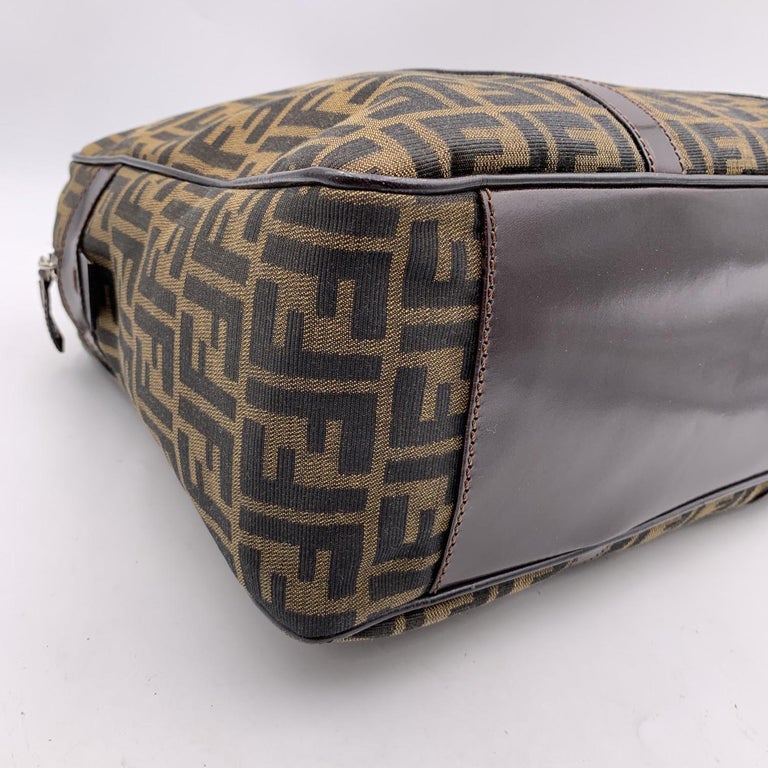 Fendi Tobacco Zucca Monogram Canvas Handbag Weekend Bag For Sale at 1stDibs