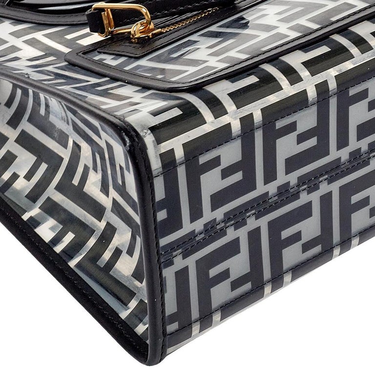 Fendi Transparent/Black Zucca PVC and Leather Small Runaway Shopper ...