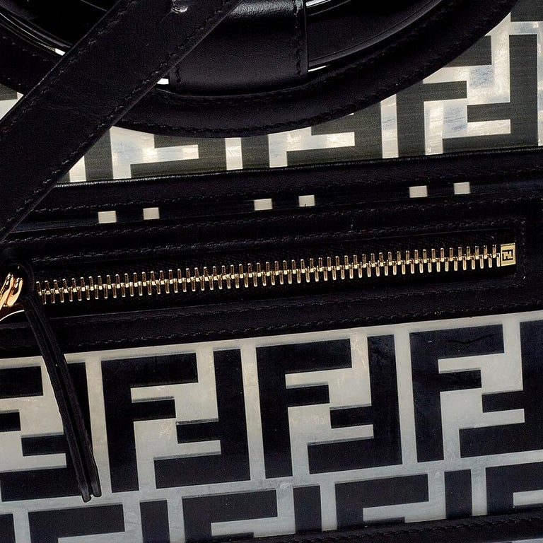 Fendi Transparent/Black Zucca PVC and Leather Small Runaway Shopper ...