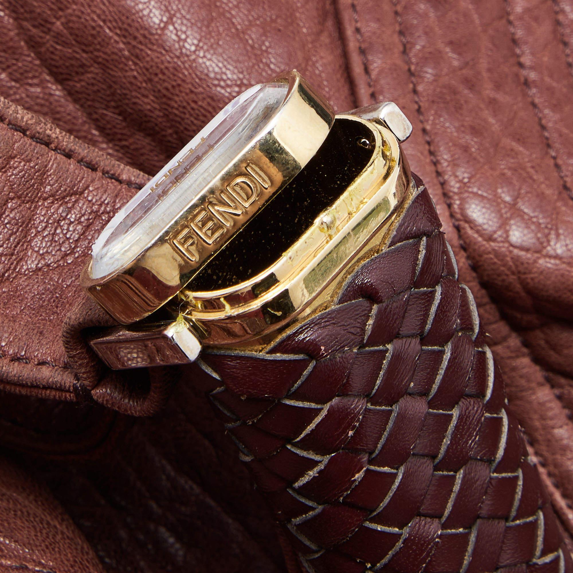 Fendi Two Tone Brown Pebbled Leather Spy Bag For Sale at 1stDibs