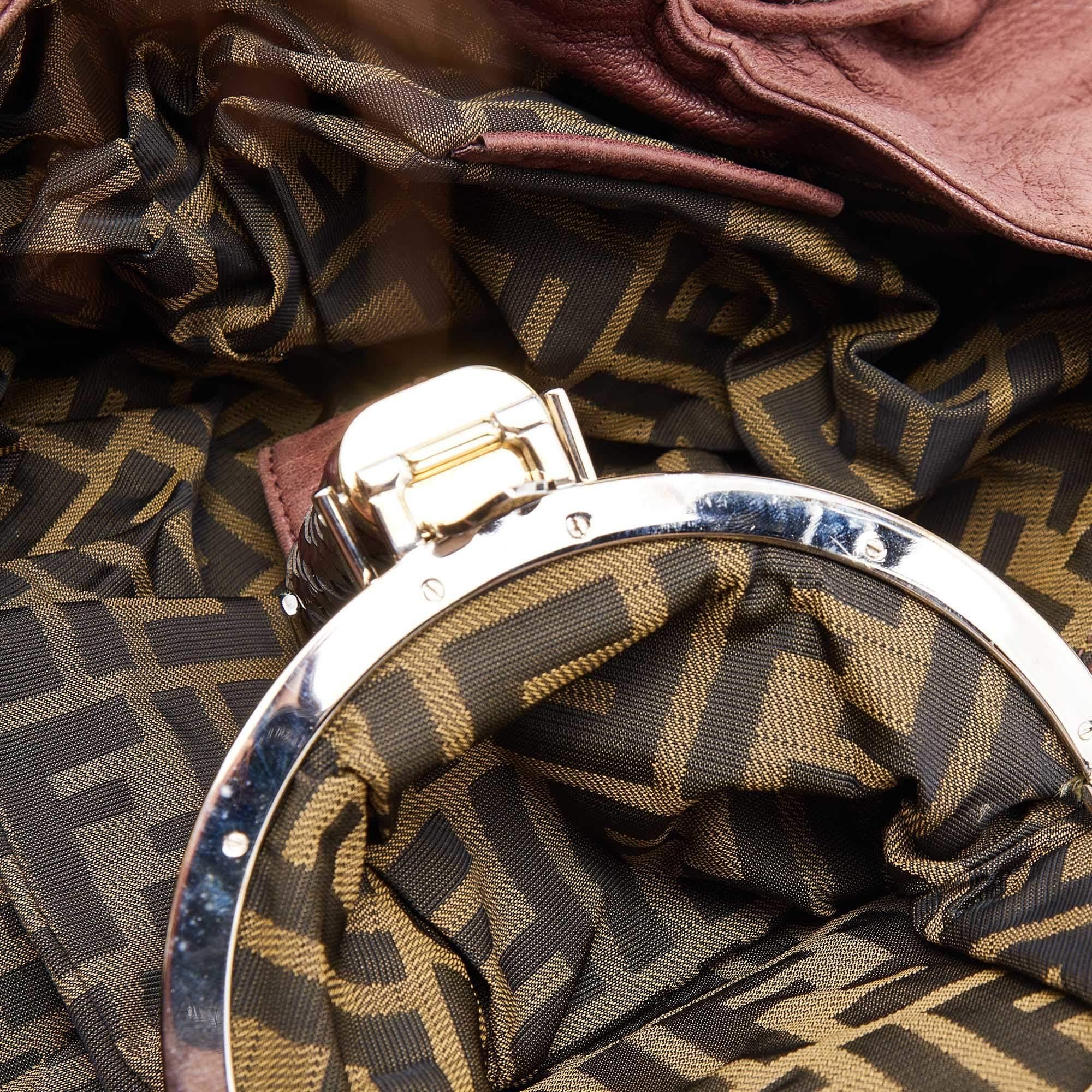 Fendi Two Tone Brown Pebbled Leather Spy Bag For Sale at 1stDibs
