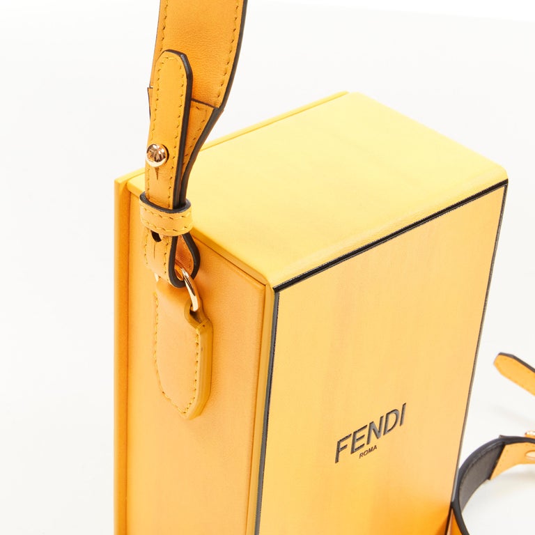 FENDI Vertical Box signature yellow black crossbody structured bag For ...