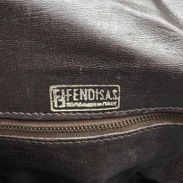 Fendi Vintage Beige Brown Monogram Suede Duffle Bag For Sale at 1stDibs