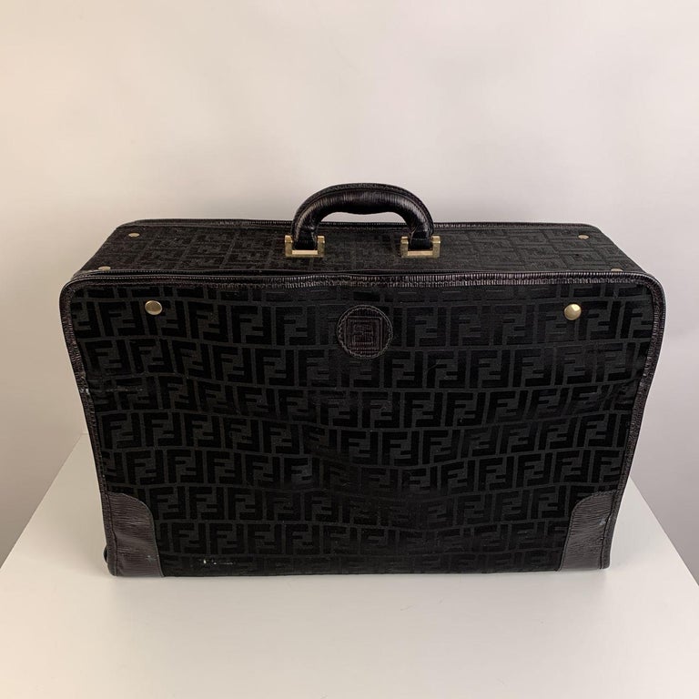 Fendi Vintage Black Monogram Canvas Travel Foldable Suitcase For Sale ...
