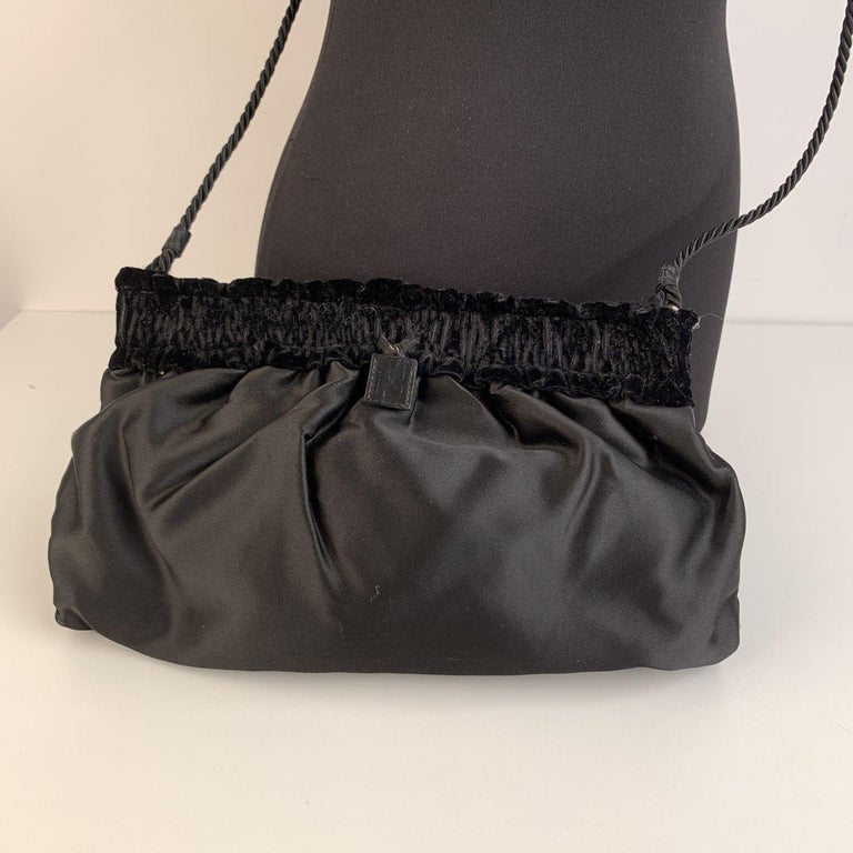 Fendi Vintage Black Satin Evening Crossbody Bag For Sale at 1stDibs