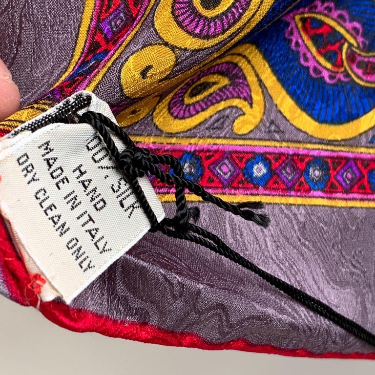 Fendi Vintage Blue Jacquard Silk Scarf Paisley Pattern For Sale at 1stDibs