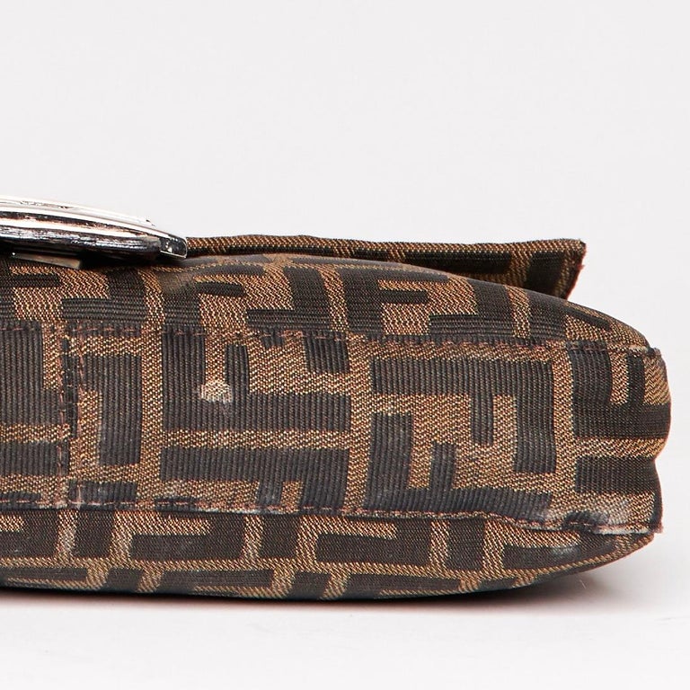 Fendi Vintage Brown Zucca Monogram Baguette Shoulder Bag at 1stDibs