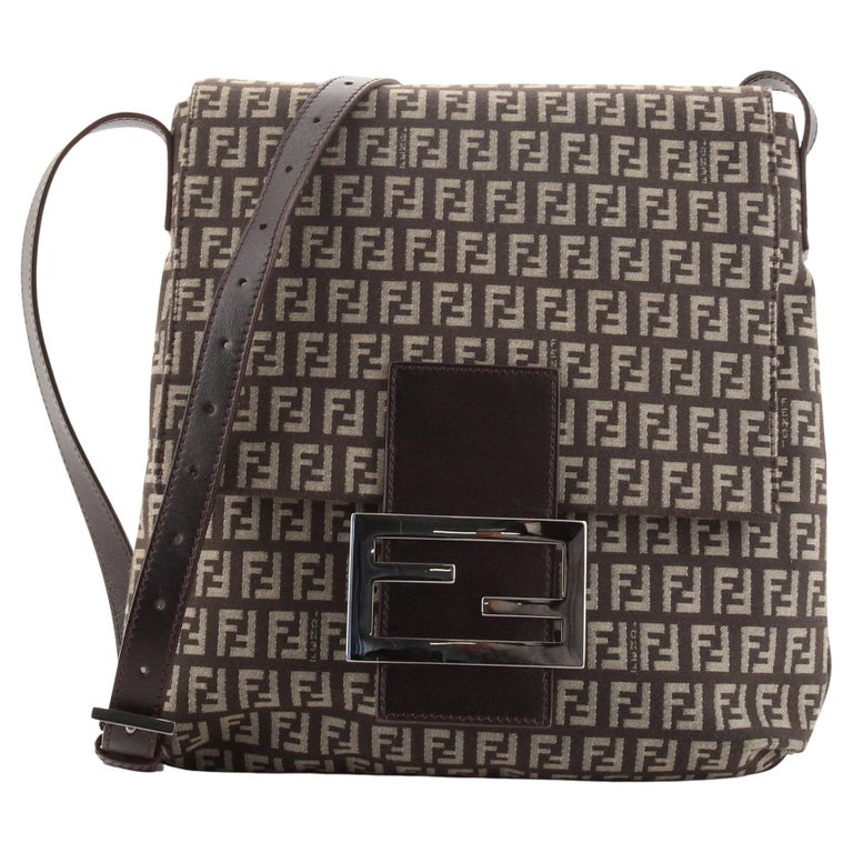 Fendi Vintage Flap Crossbody Bag Zucchino Canvas Medium For Sale at 1stDibs