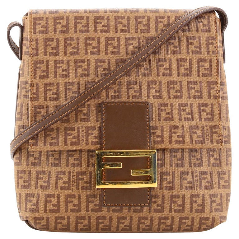 Fendi Vintage Flap Crossbody Bag Zucchino Coated Canvas Small at 1stDibs