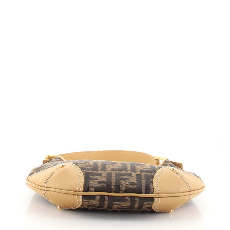 Fendi Vintage Flat Round Bag Zucca Canvas and Leather Small at 1stDibs