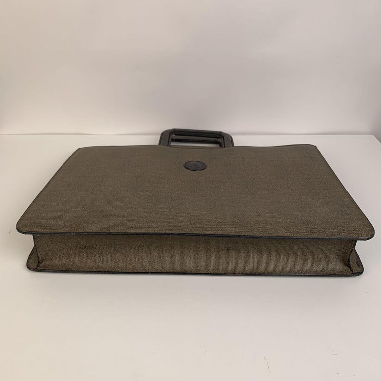 Fendi Vintage Gray Canvas Retractable Handles Briefcase Work Bag at 1stDibs