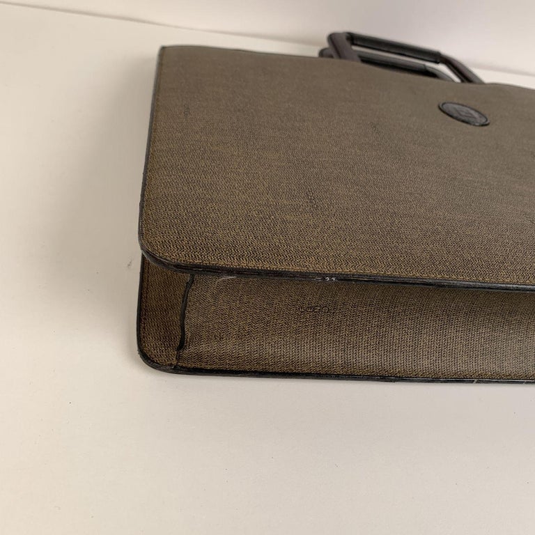 Fendi Vintage Gray Canvas Retractable Handles Briefcase Work Bag at 1stDibs