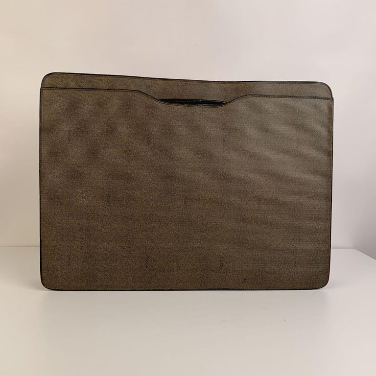 Fendi Vintage Gray Canvas Retractable Handles Briefcase Work Bag at 1stDibs