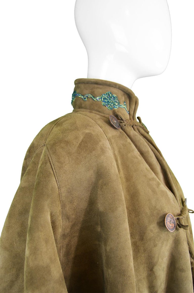 Fendi Vintage Huge Brown Shearling Sheepskin Suede Cape Coat, 1980s For ...