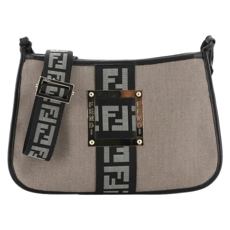 Fendi Vintage Logo Shoulder Bag Canvas Medium at 1stDibs