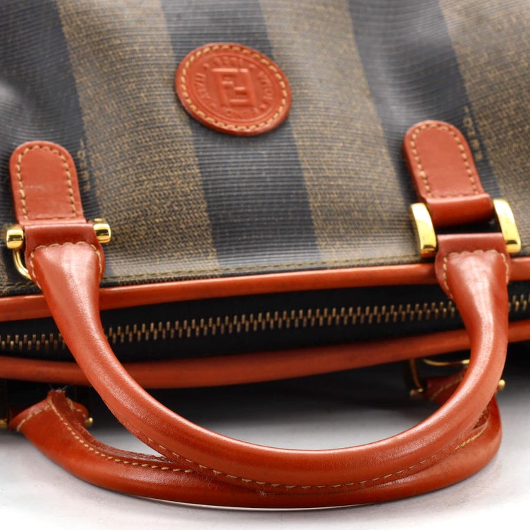 Fendi Vintage Pequin Boston Bag Coated Canvas Mini at 1stDibs
