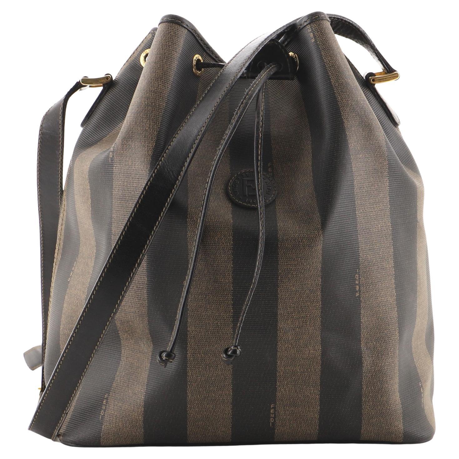 Fendi Vintage Pequin Bucket Bag Coated Canvas Large at 1stDibs