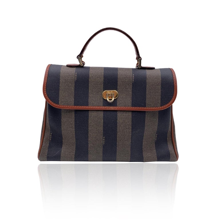 Fendi Vintage Pequin Striped Canvas Handbag Satchel with Stripes For ...