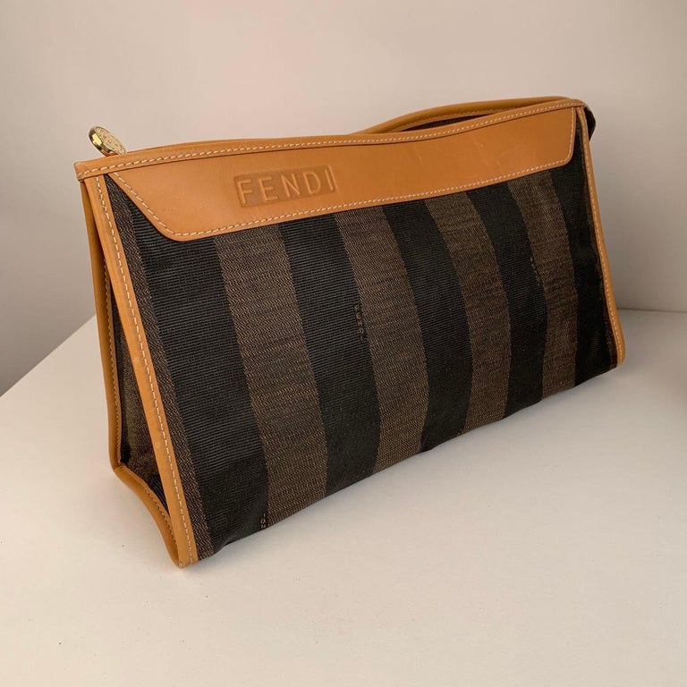 Fendi Vintage Pequin Striped Vinyl Canvas Cosmetic Bag For Sale at ...