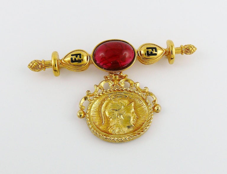 Fendi Vintage Roman Soldier Coin Charm Brooch at 1stDibs | fendi brooch