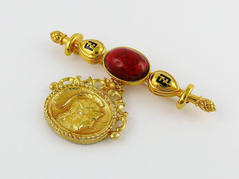 Fendi Vintage Roman Soldier Coin Charm Brooch at 1stDibs | fendi brooch