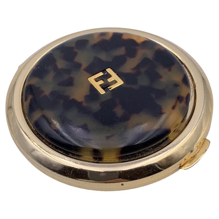 Fendi Vintage Round Folding Cosmetic Makeup Pocket Mirror For Sale at ...