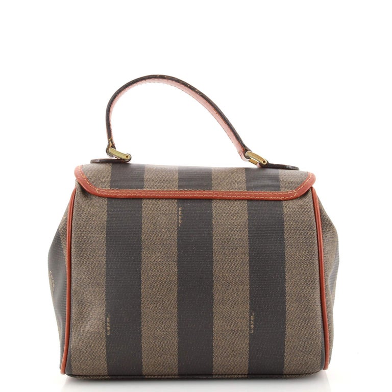 Fendi Vintage Top Handle Flap Bag Pequin Coated Canvas Mini For Sale at ...